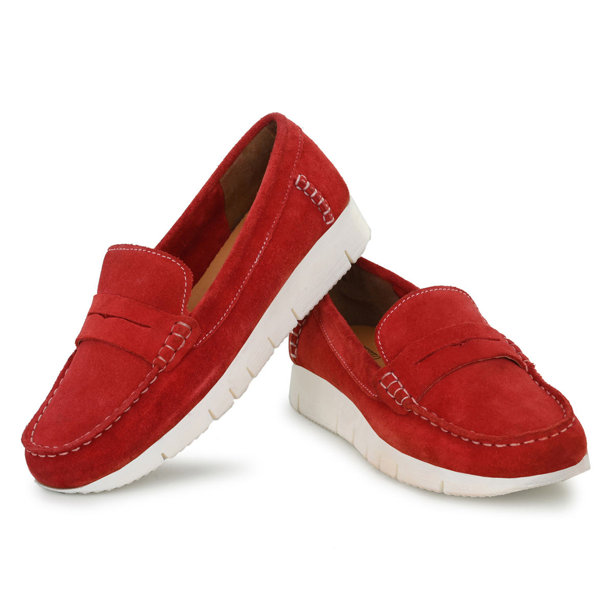 Buy Alberto Torresi All Day Solid Red Slipon Suede Thick Sole Loafers ...