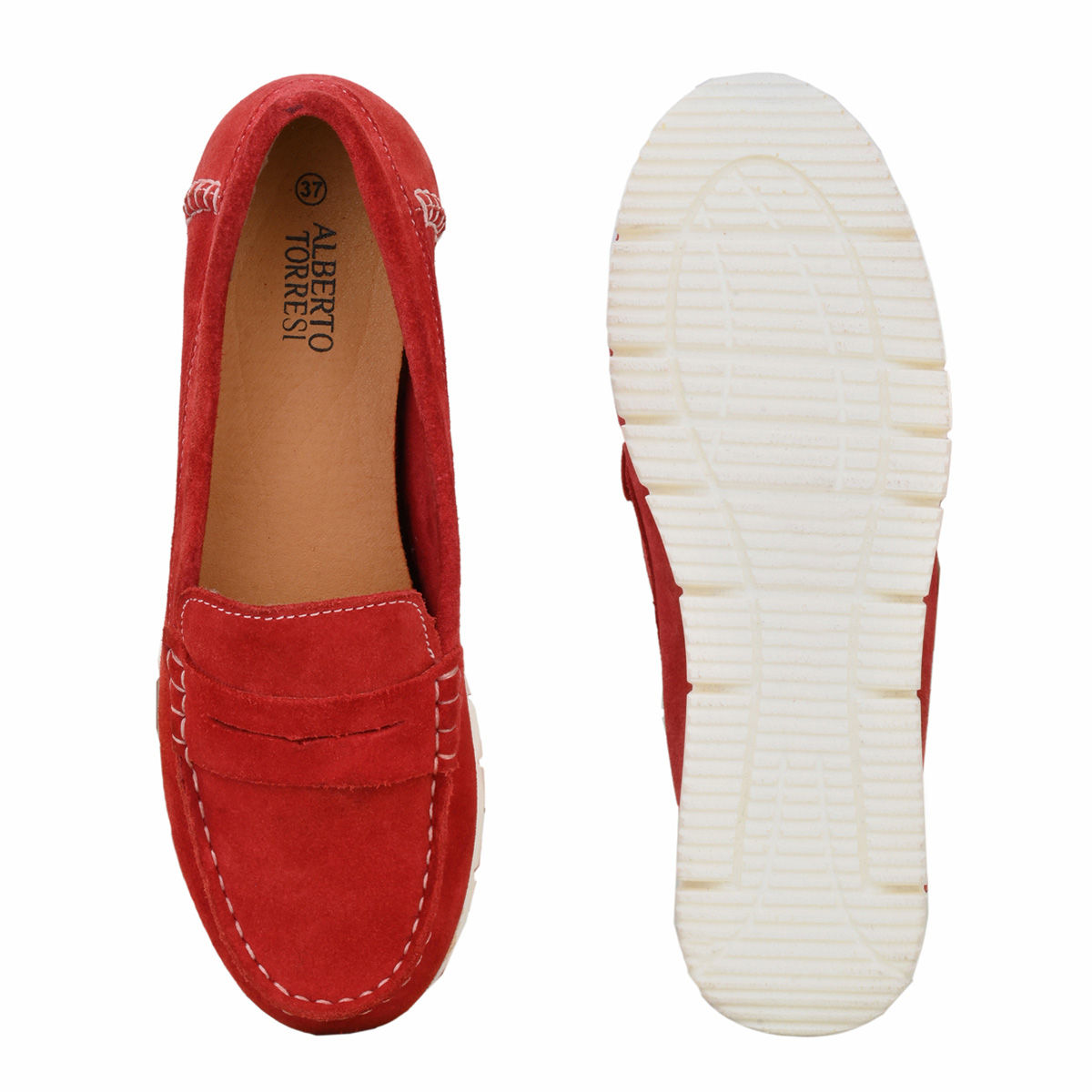 Buy Alberto Torresi All Day Solid Red Slipon Suede Thick Sole Loafers ...
