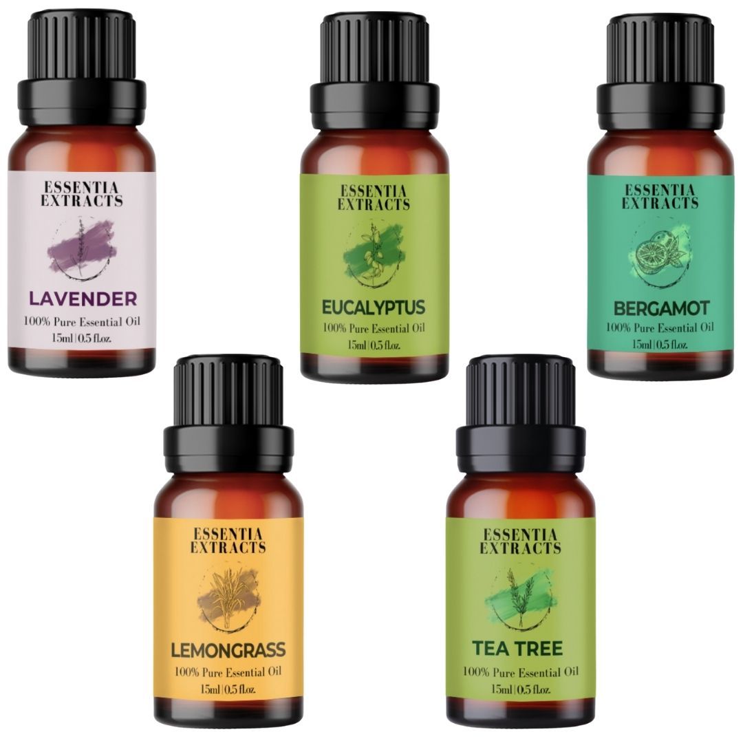 Essentia Extracts Combo Of Lavender, Tea Tree, Bergamot, Eucalyptus And ...