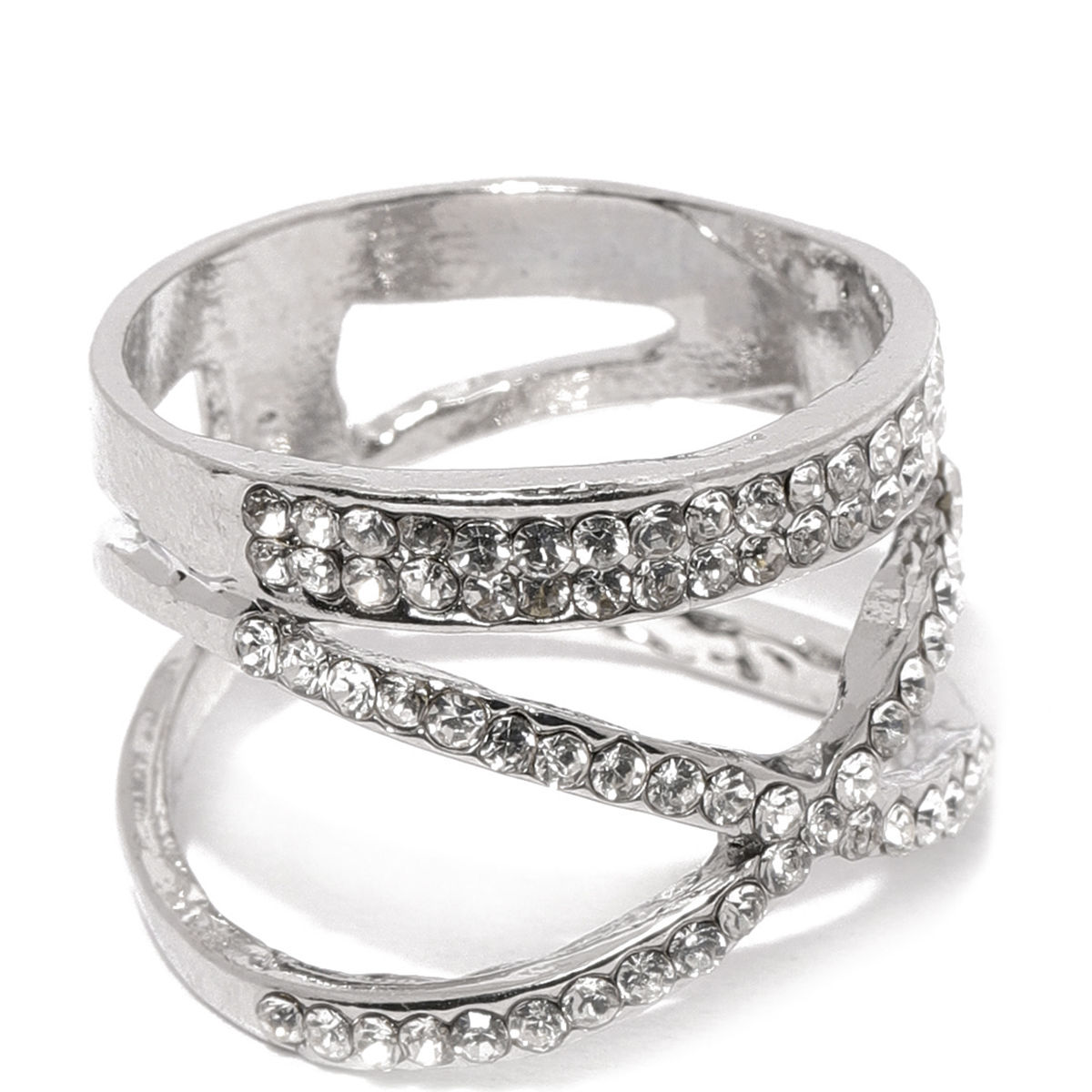 Toniq White Rhodium Plated Cz Finger Ring: Buy Toniq White Rhodium ...