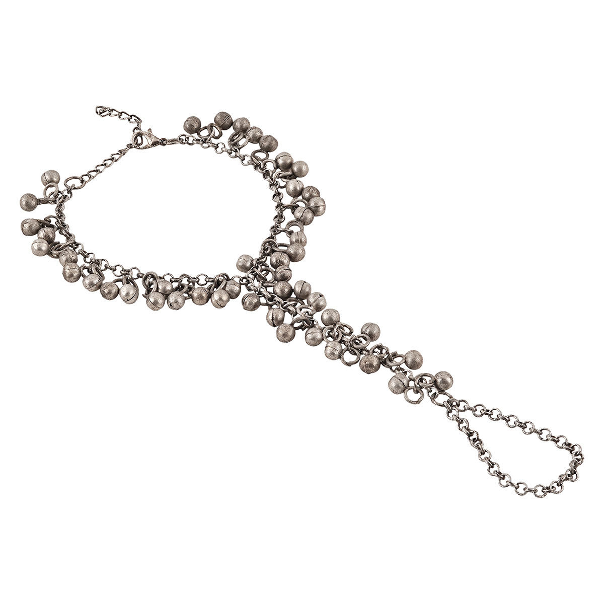 Buy Teejh Maitreyi Silver Oxidised Ghungroo Hathphool Online