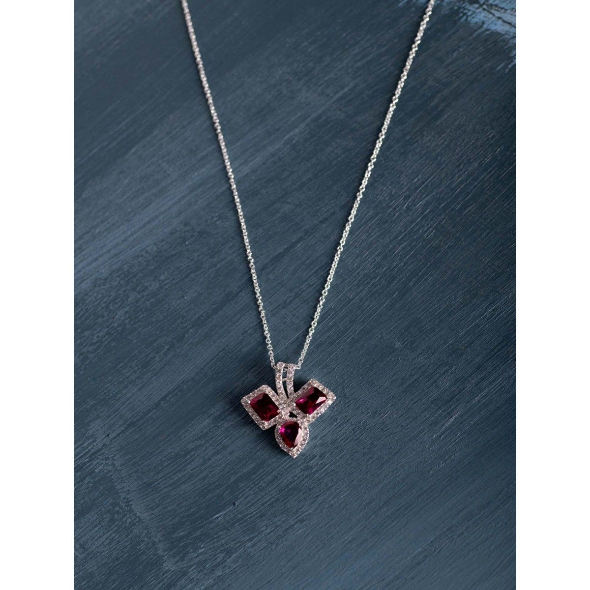 Buy Hiara Jewels 925 Sterling silver Ruby Triple Tangle pendant Online