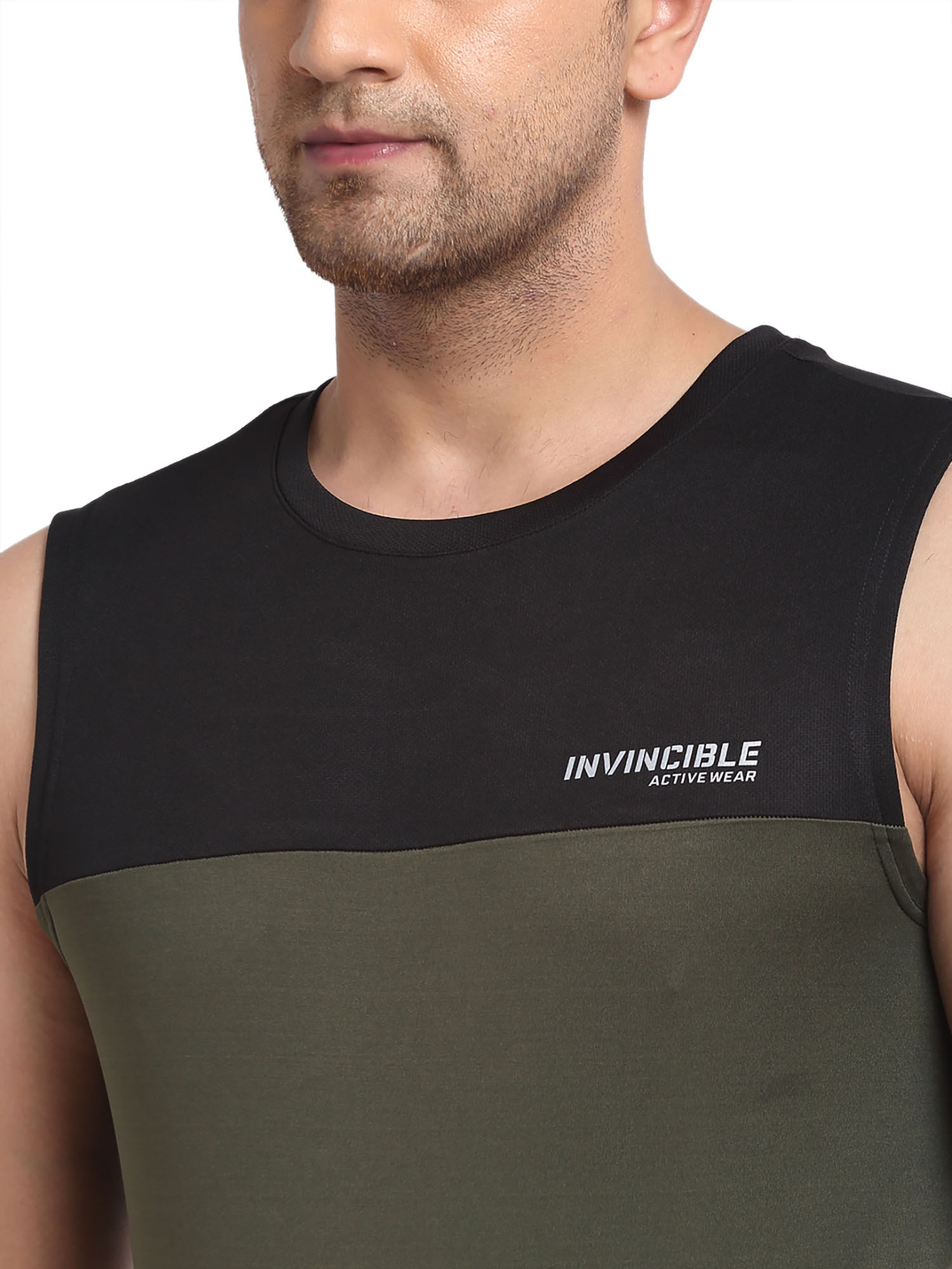 Buy INVINCIBLE Olive Black Mens Structured Vest Online