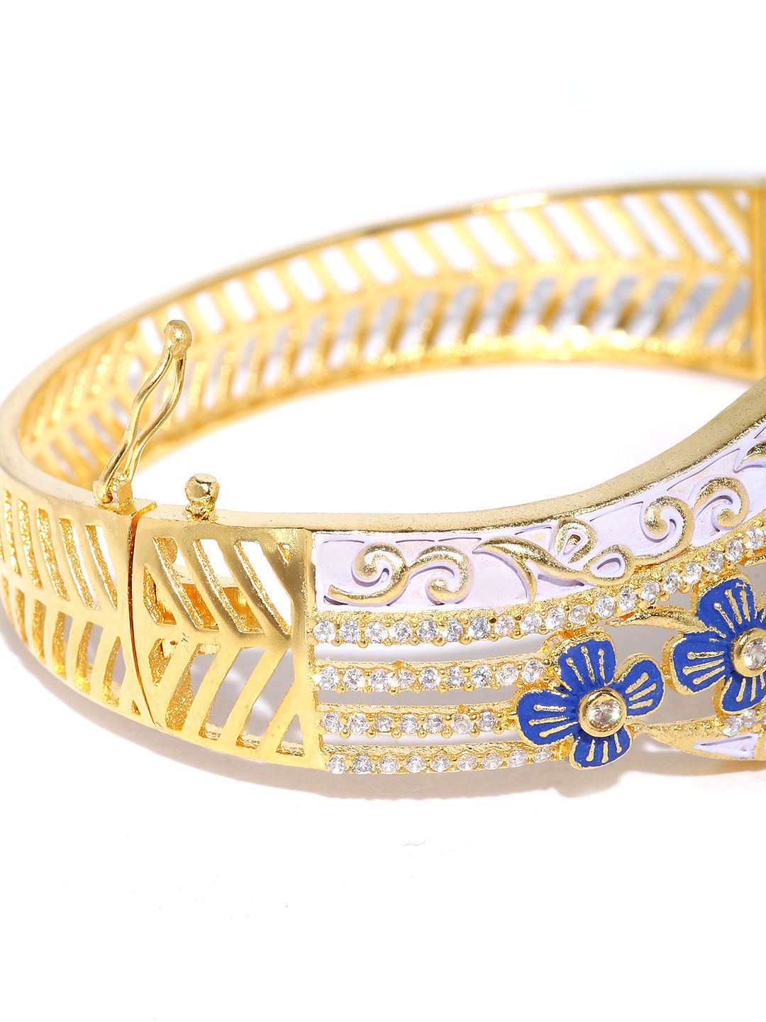 Buy Priyaasi Lavender & Blue Gold-Plated Stone-Studded Hand Painted ...