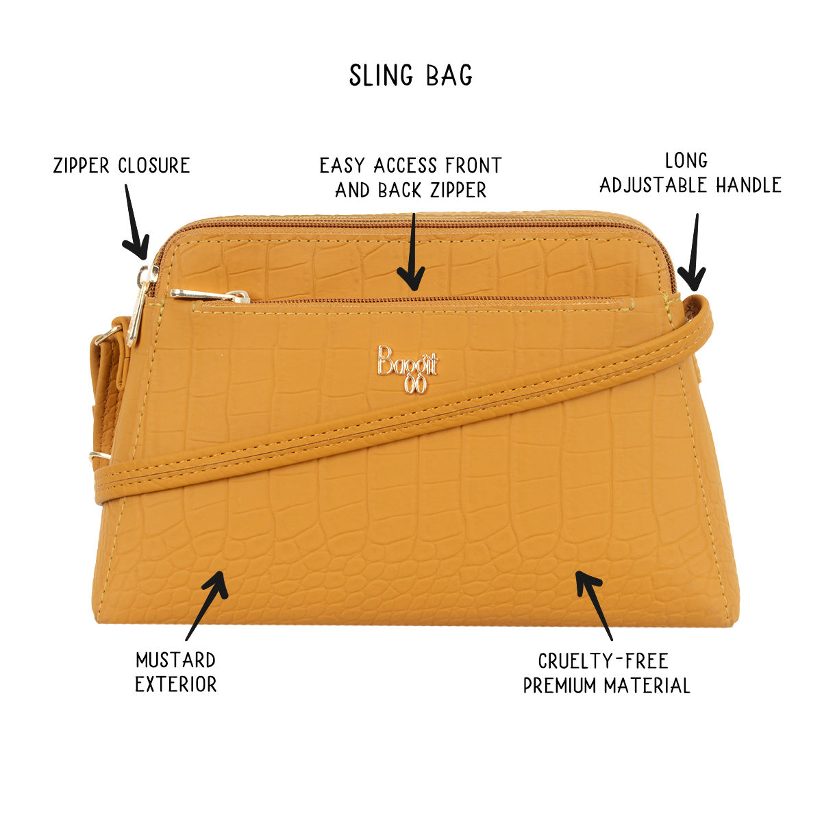 Buy Baggit Itlay Sor Extra Small Yellow Sling Bag Online