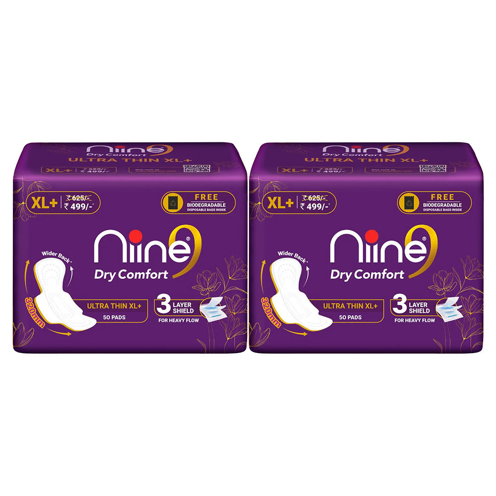 Niine Dry Comfort Ultra Thin XL+ Sanitary Napkins Combo (Pack Of 2 ...