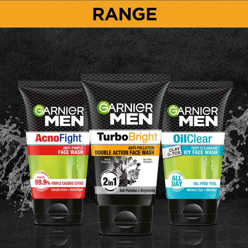 Garnier Men Turbo Bright Anti-Pollution Double Action Face Wash: Buy ...