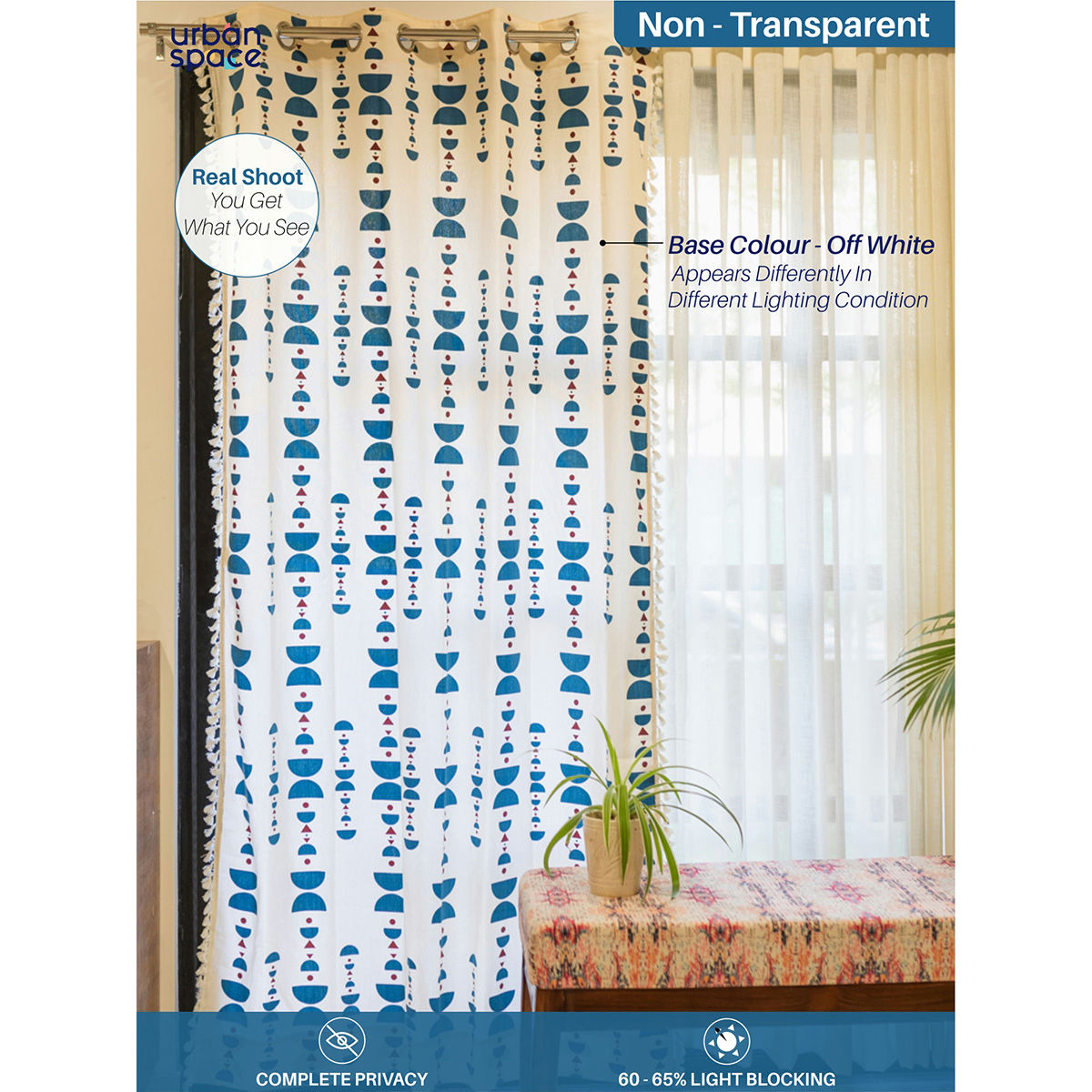 Buy Urban Space Cotton Window Curtains with Eyelets & Tieback 1 Piece ...