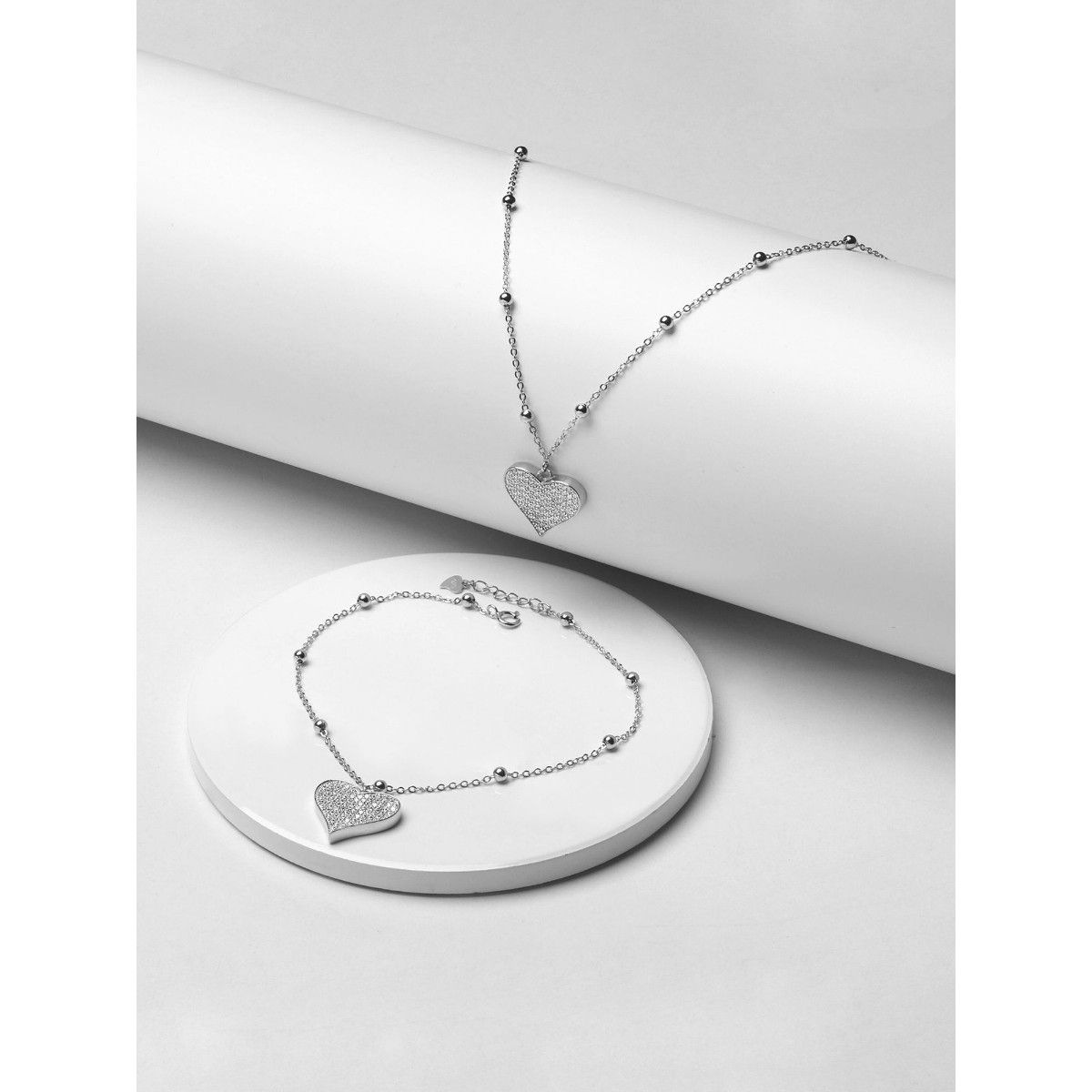 Buy Giva Sterling Silver Zircon Heart Anklet For Women With 925 ...