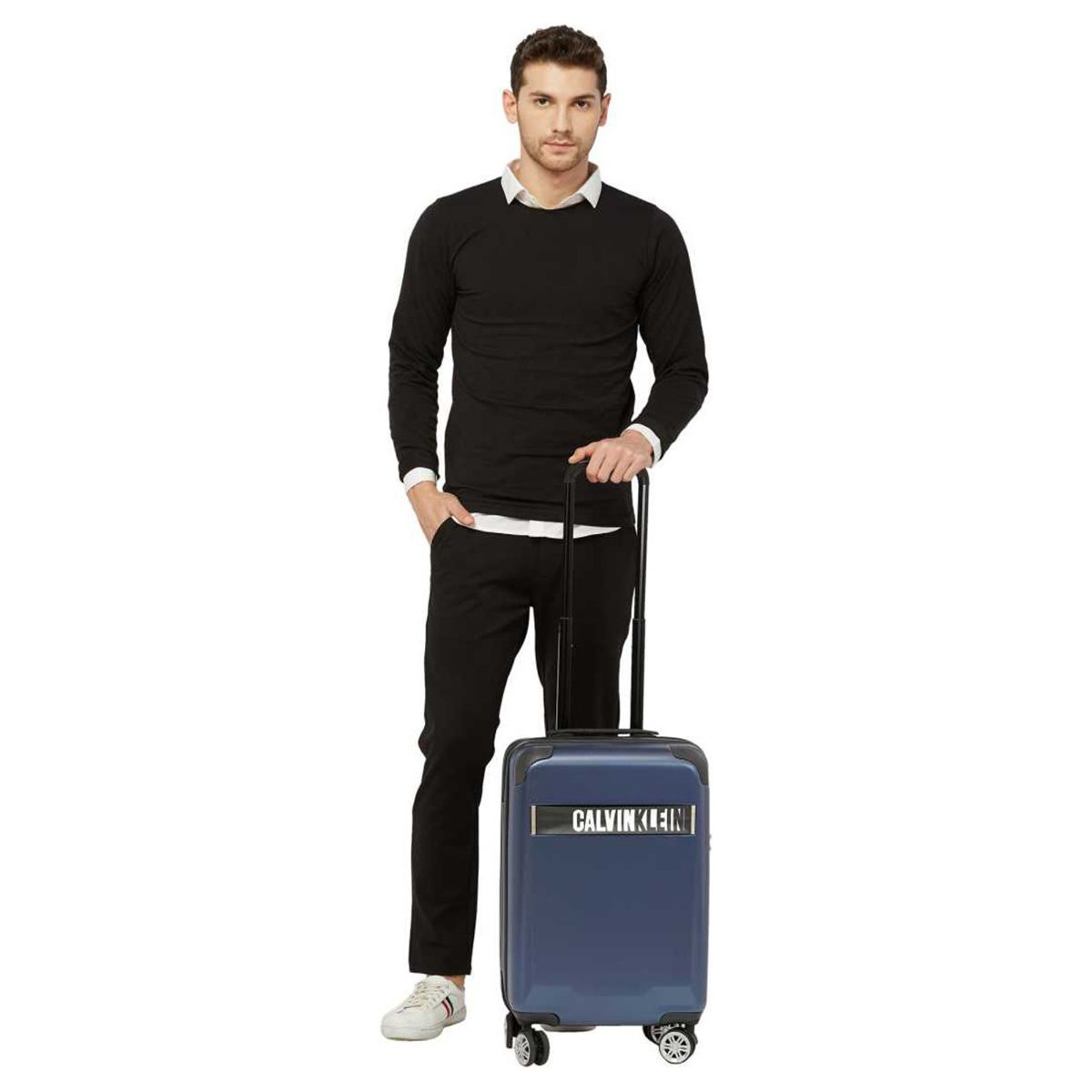 Buy Calvin Klein Kimpton Hard Small Cabin Navy Blue Luggage Trolley (S ...