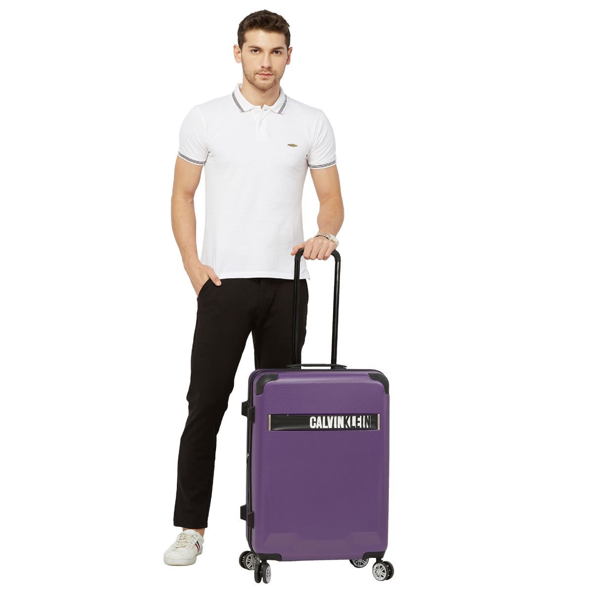 Buy Calvin Klein Kimpton Hard Medium Purple Luggage Trolley (M) Online