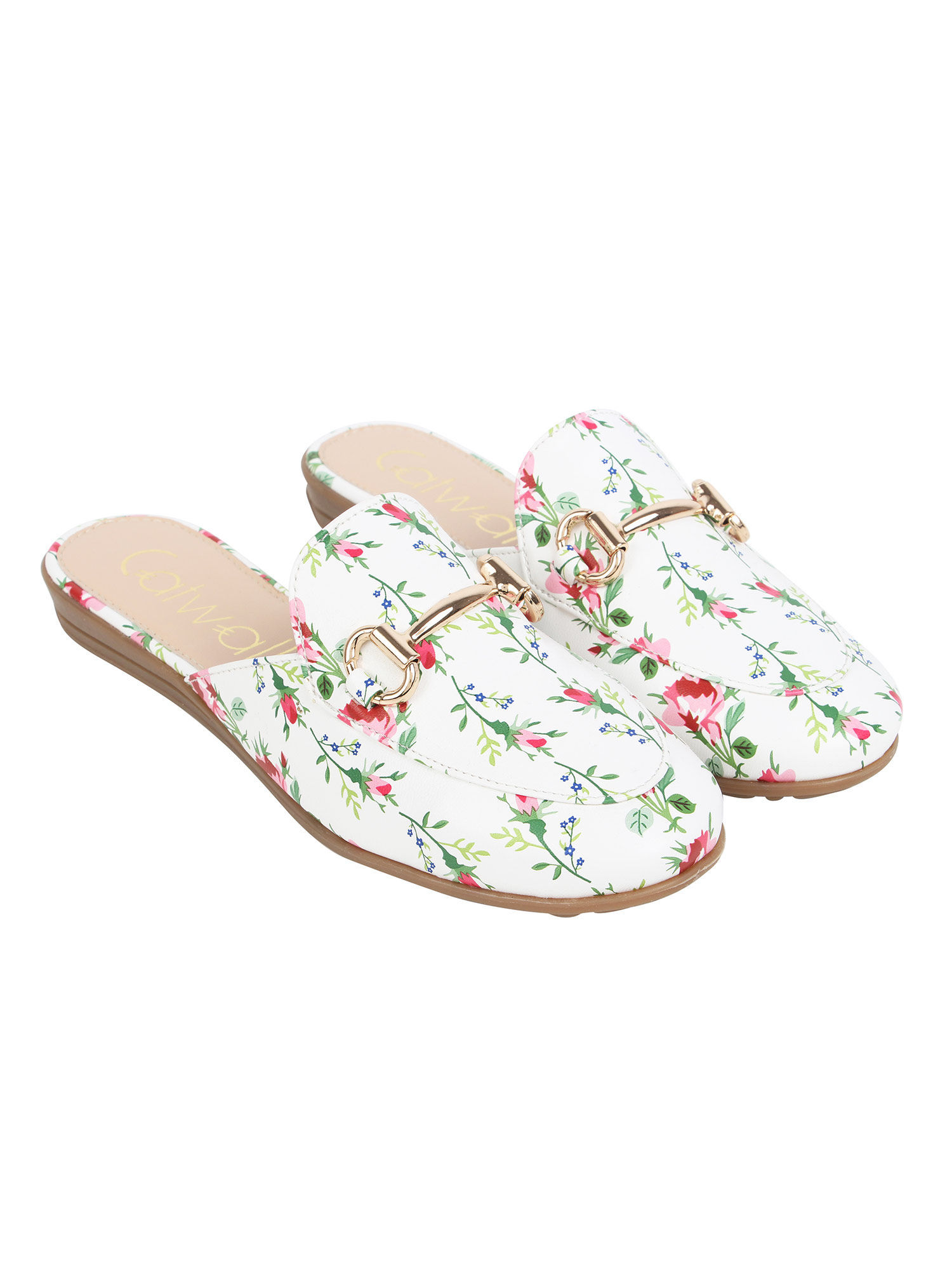 Buy CATWALK White Printed Mules Online
