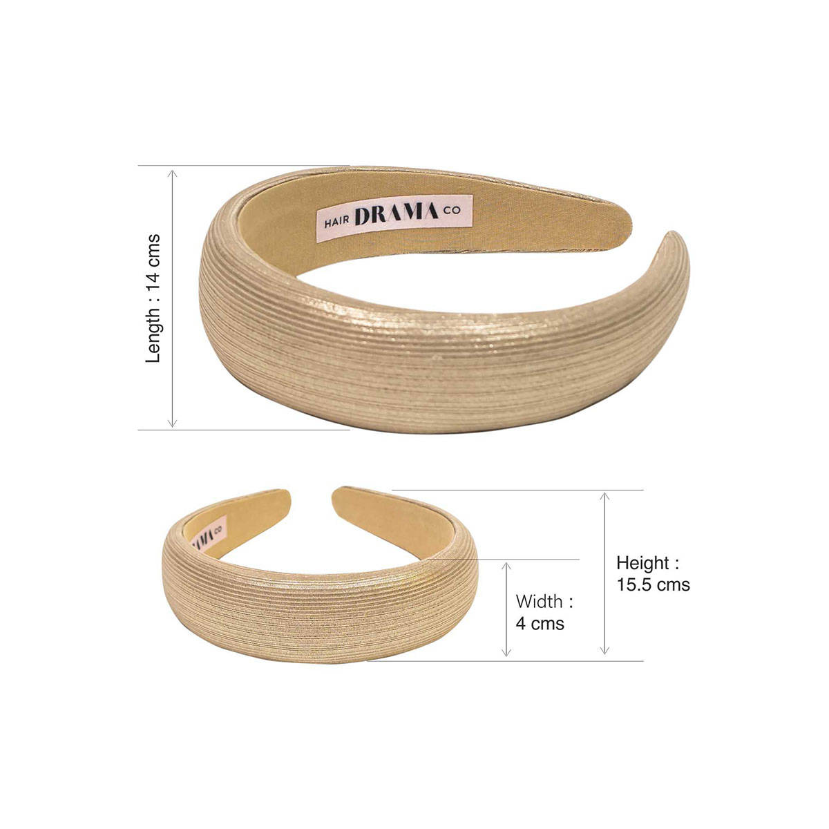 Buy Hair Drama Co. Gold Broad Metallic Hair Band Online
