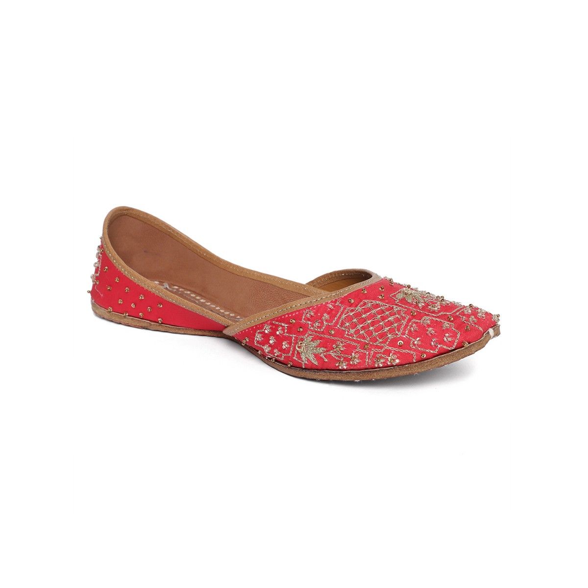 GLAM STORY Red Handcrafted Embellished Punjabi Jutti: Buy GLAM STORY ...