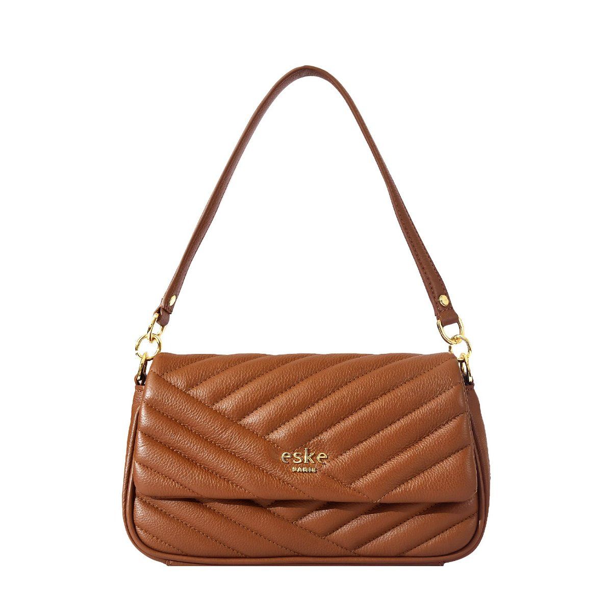 Buy Eske Summer Cognac Quilted Leather Shoulder Bag for Women Online