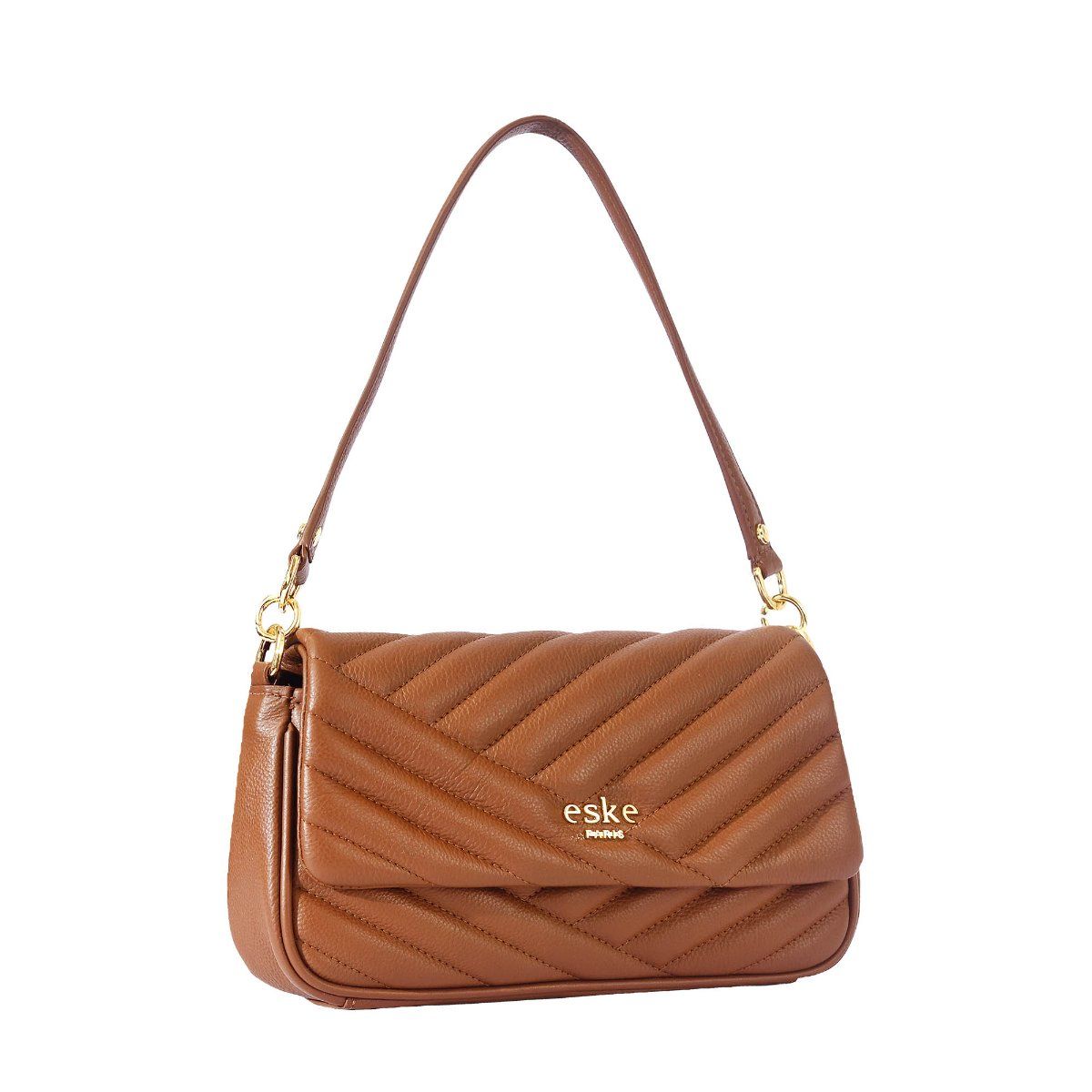 Buy Eske Summer Cognac Quilted Leather Shoulder Bag for Women Online