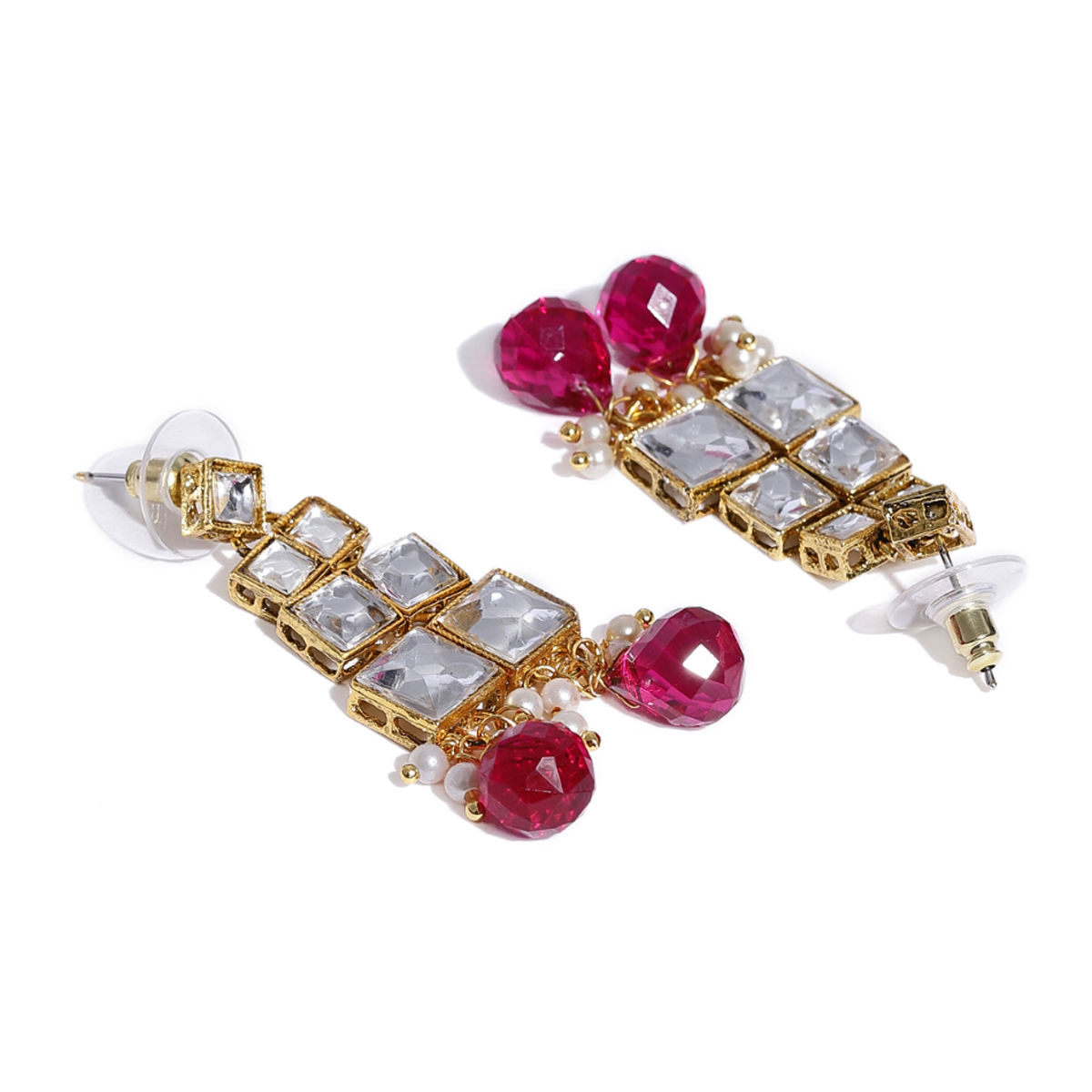 Buy Zaveri Pearls Pink Kundan And Beads Floral Choker Necklace And Earring