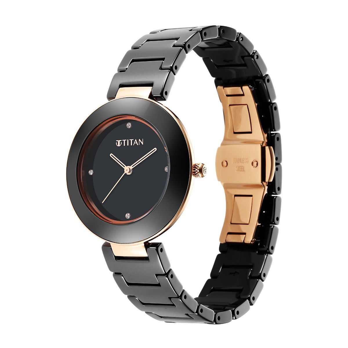 Titan Purple Ceramics 95189KC02 Black Dial Analog Watch for Women: Buy ...
