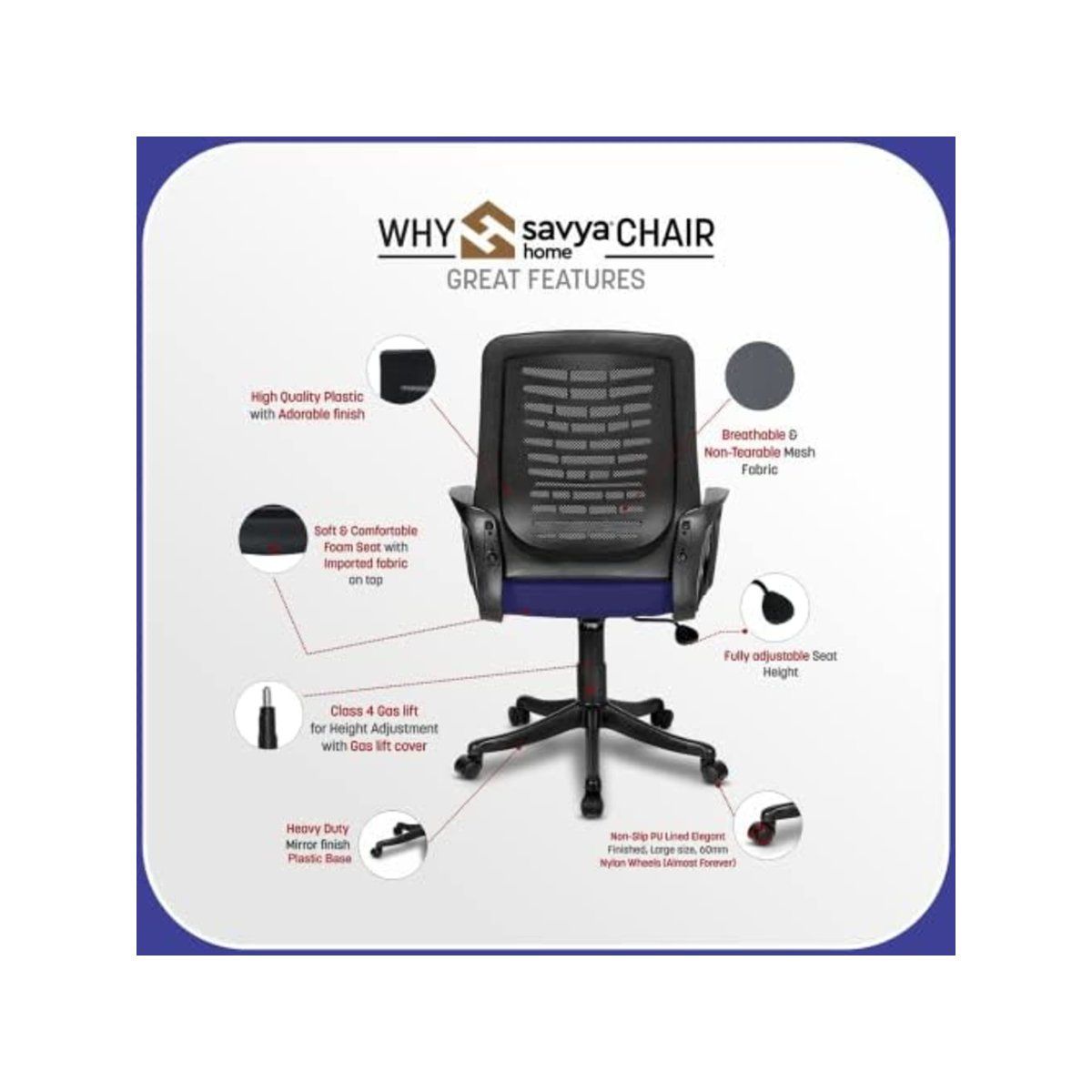 Buy Savya Home Apex Zoom Ergonomic Home and Revolving Office Chair ...