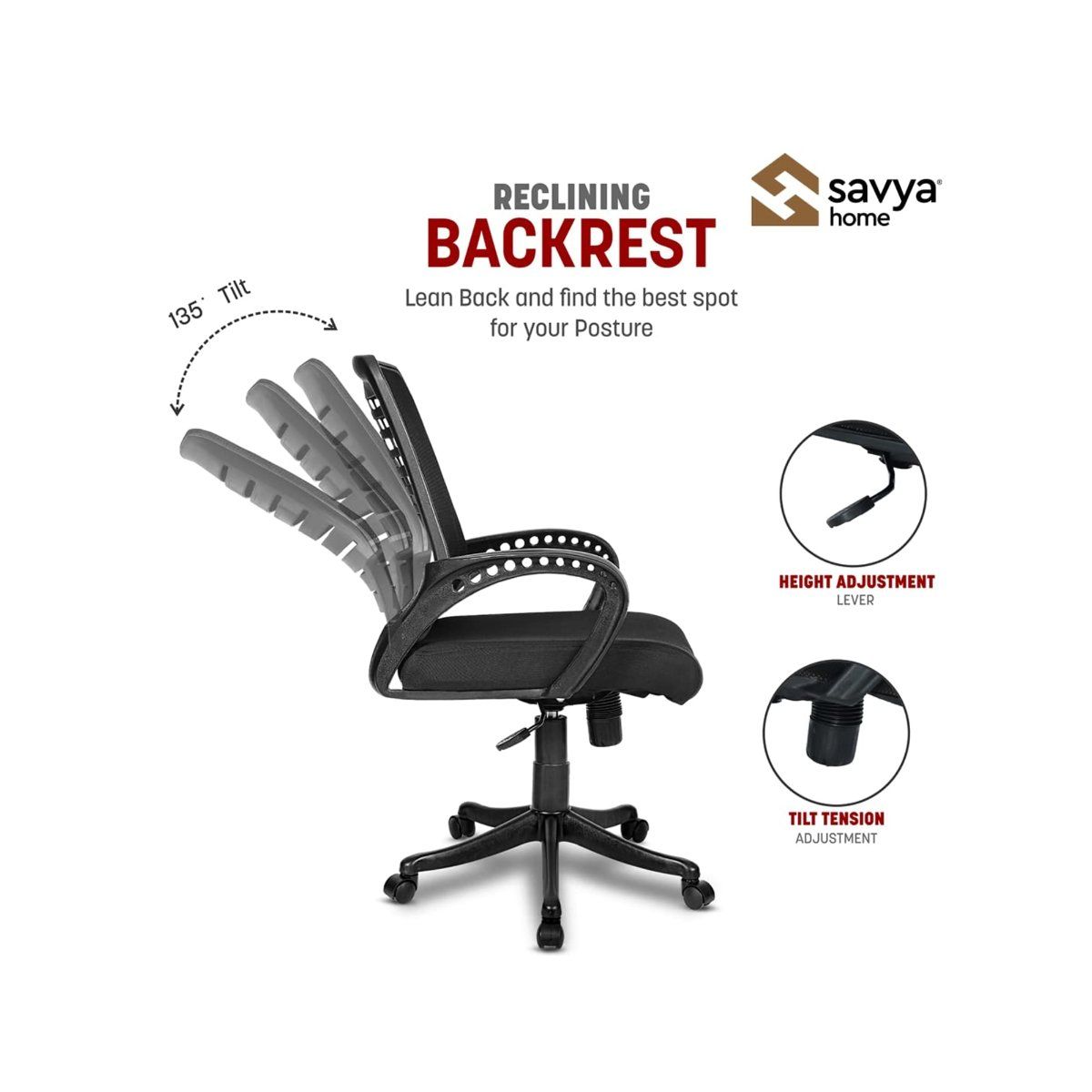 Buy Savya Home Apex Zoom Ergonomic Home and Revolving Office Chair ...