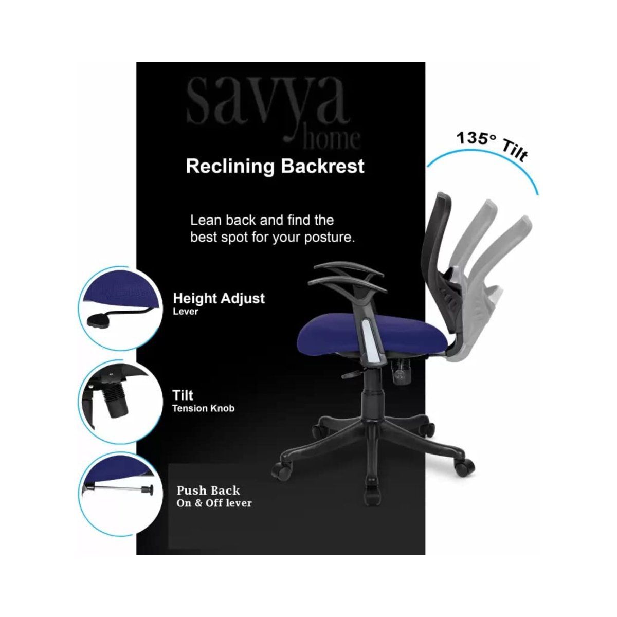 Buy Savya Home Apex Chairs Delta Mb Chair Umbrella Base Office Chair ...