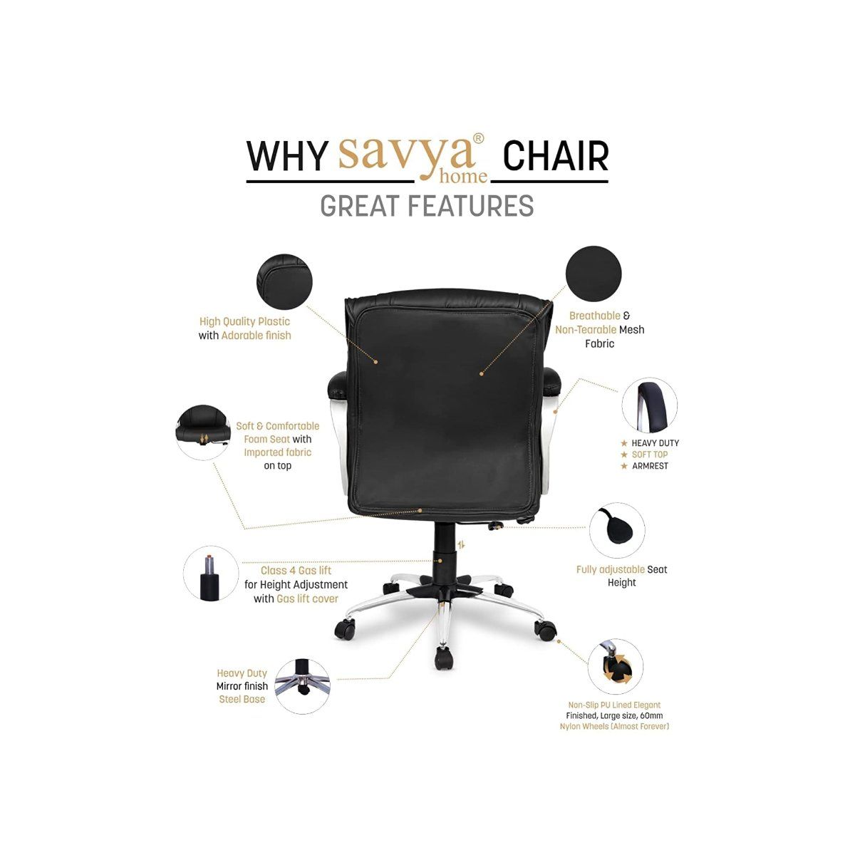 Buy Savya Home Columba's Pu Leather Executive Office Chair, Tilt ...