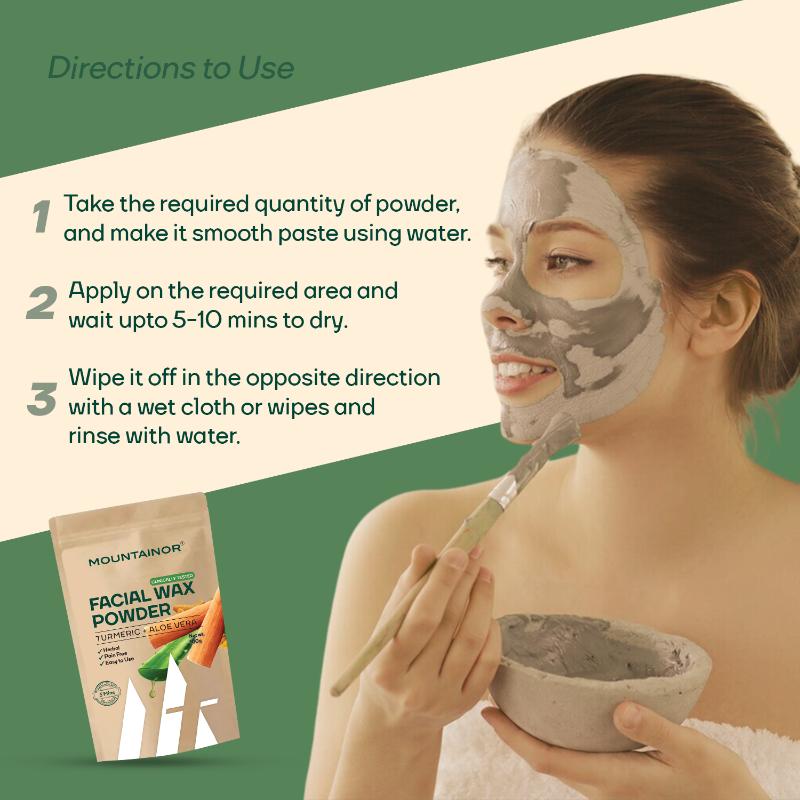 Buy Mountainor Facial Hair Removal Wax Powder With Turmeric & Aloevera ...