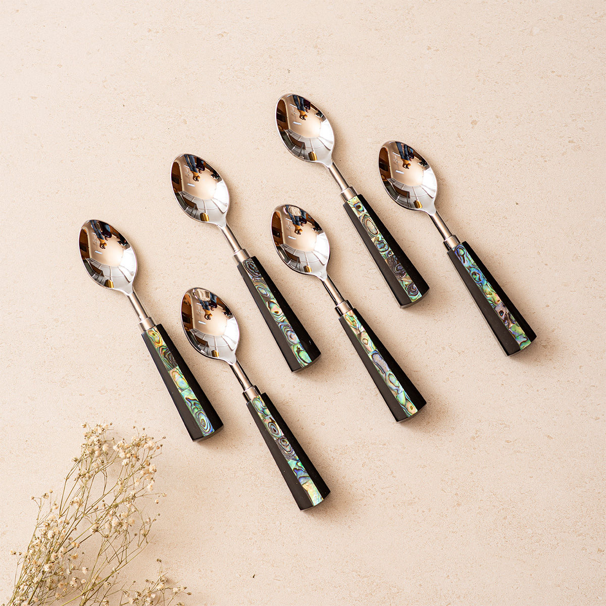 The Decor Remedy All Purpose Spoons -Set of 6 - Semi Precious Abalone ...