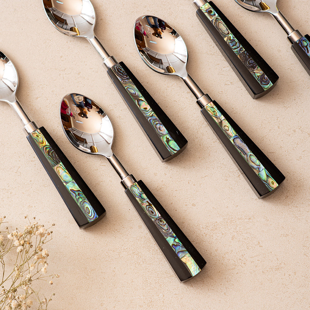 The Decor Remedy All Purpose Spoons -Set of 6 - Semi Precious Abalone ...