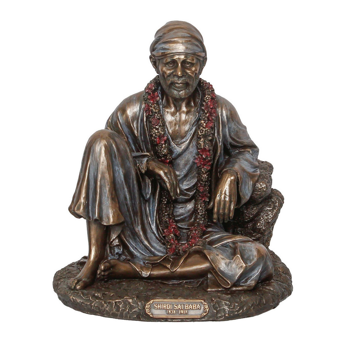 Buy eCraftIndia Sitting Sai Baba Cold Cast Bronze Resin Decorative ...