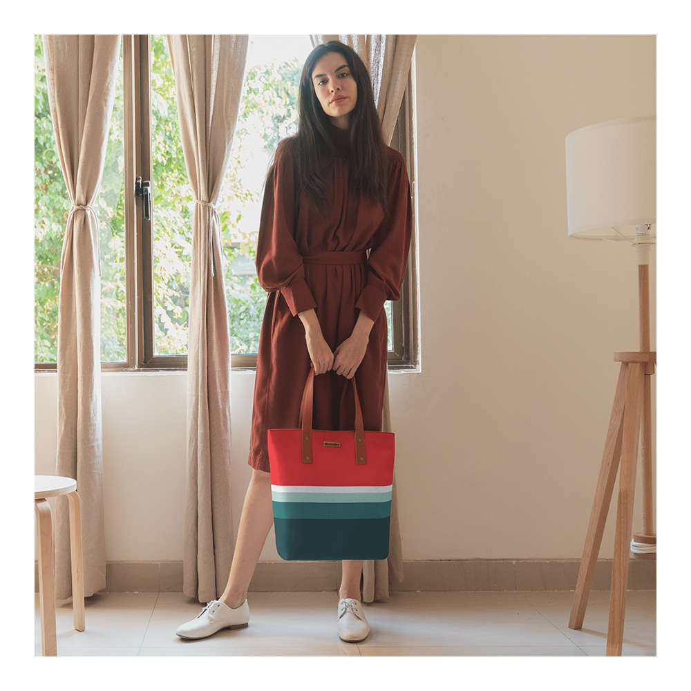 Buy DailyObjects Green & Red Classic Tote Bag Online