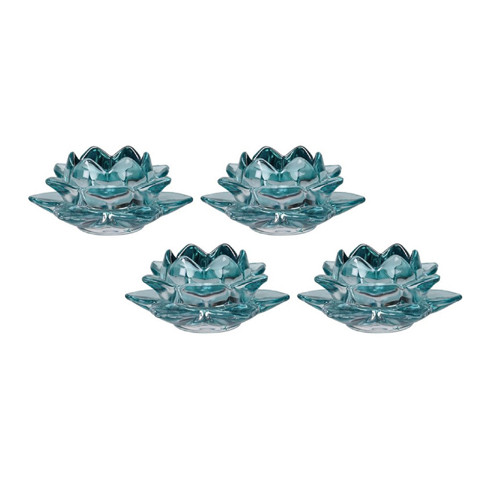 Pure Home + Living Set Of 4 Blue Blooming Lotus Candle Votive: Buy Pure ...
