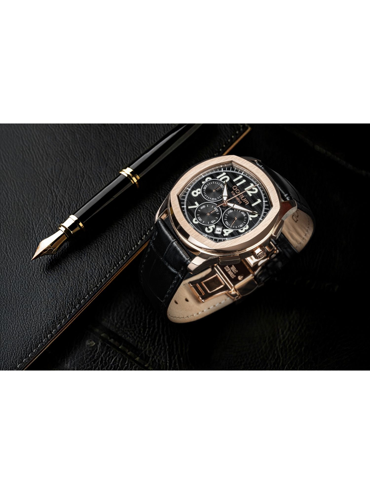 Buy Qorum Kronos Men Chronograph with Black Dial Watch (G130 Kronos-Black Dial) (M) Online