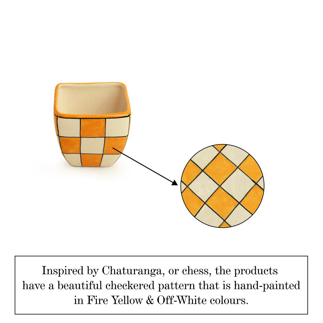 Buy ExclusiveLane Shatranj Checkered' Hand painted Planter Pots In ...