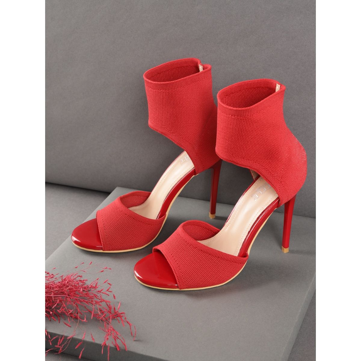 Buy Truffle Collection Red Solid Stiletto Heels Online