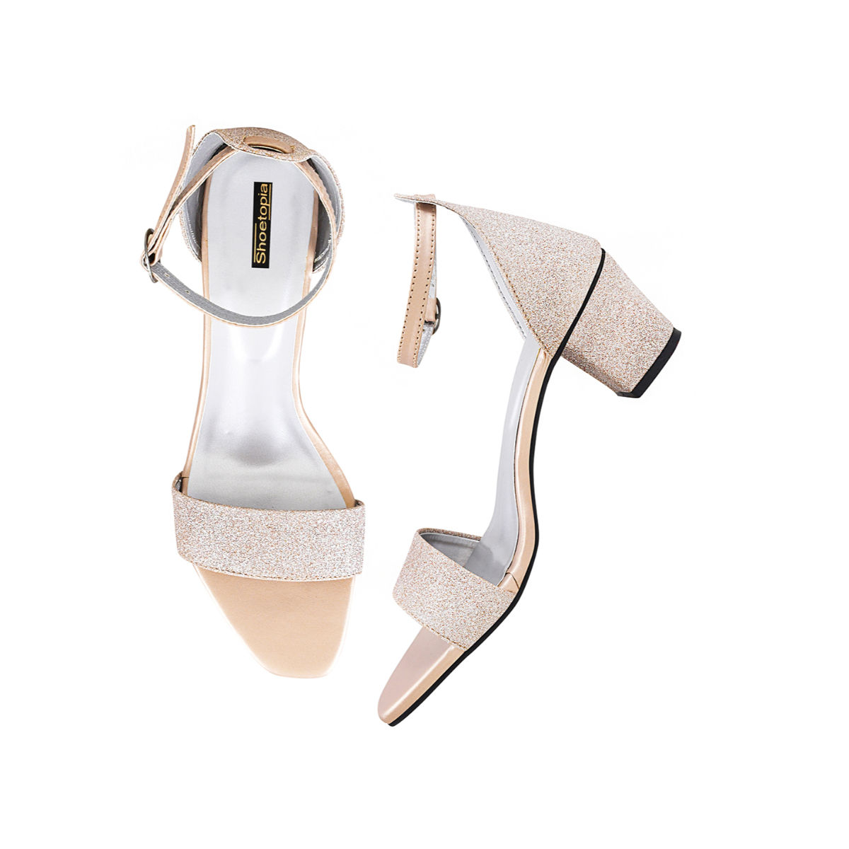 Buy Shoetopia Women Gold Solid Heels Online