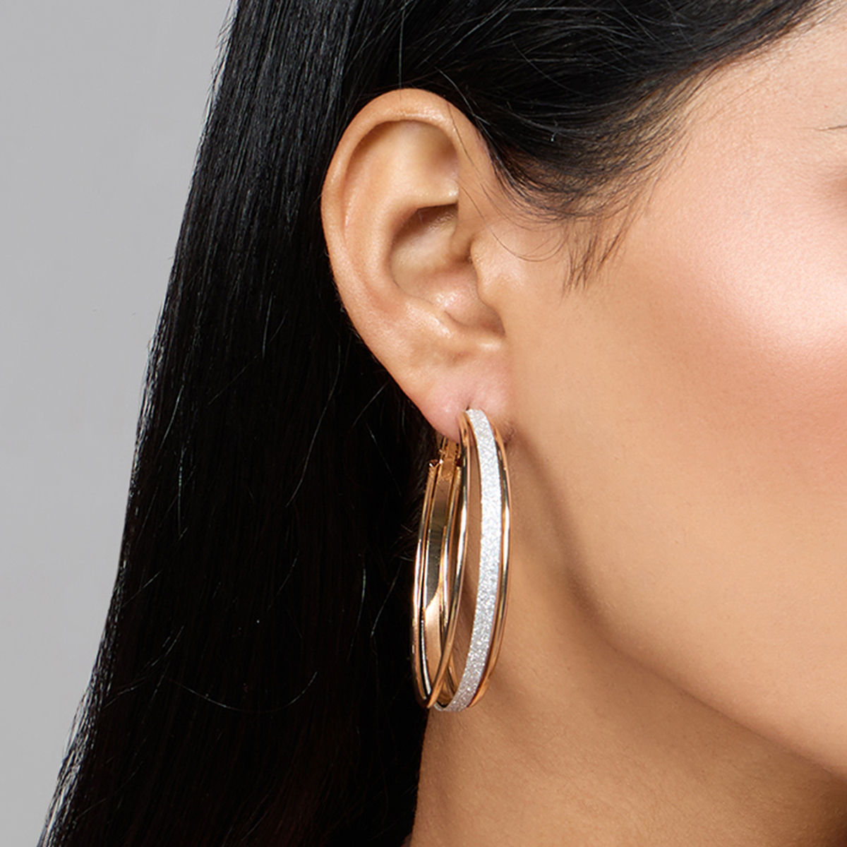 Buy Pipa Bella by Nykaa Fashion Gold and Silver Triple Layered Hoop ...
