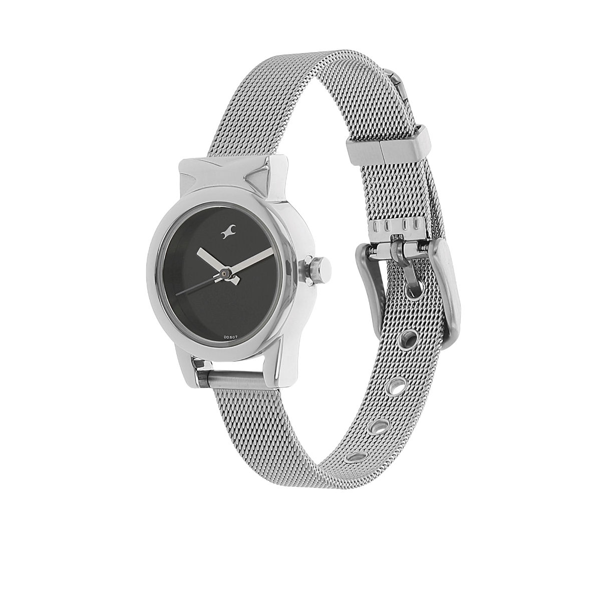 Buy Fastrack Black Dial Silver Metal Strap Watch Online