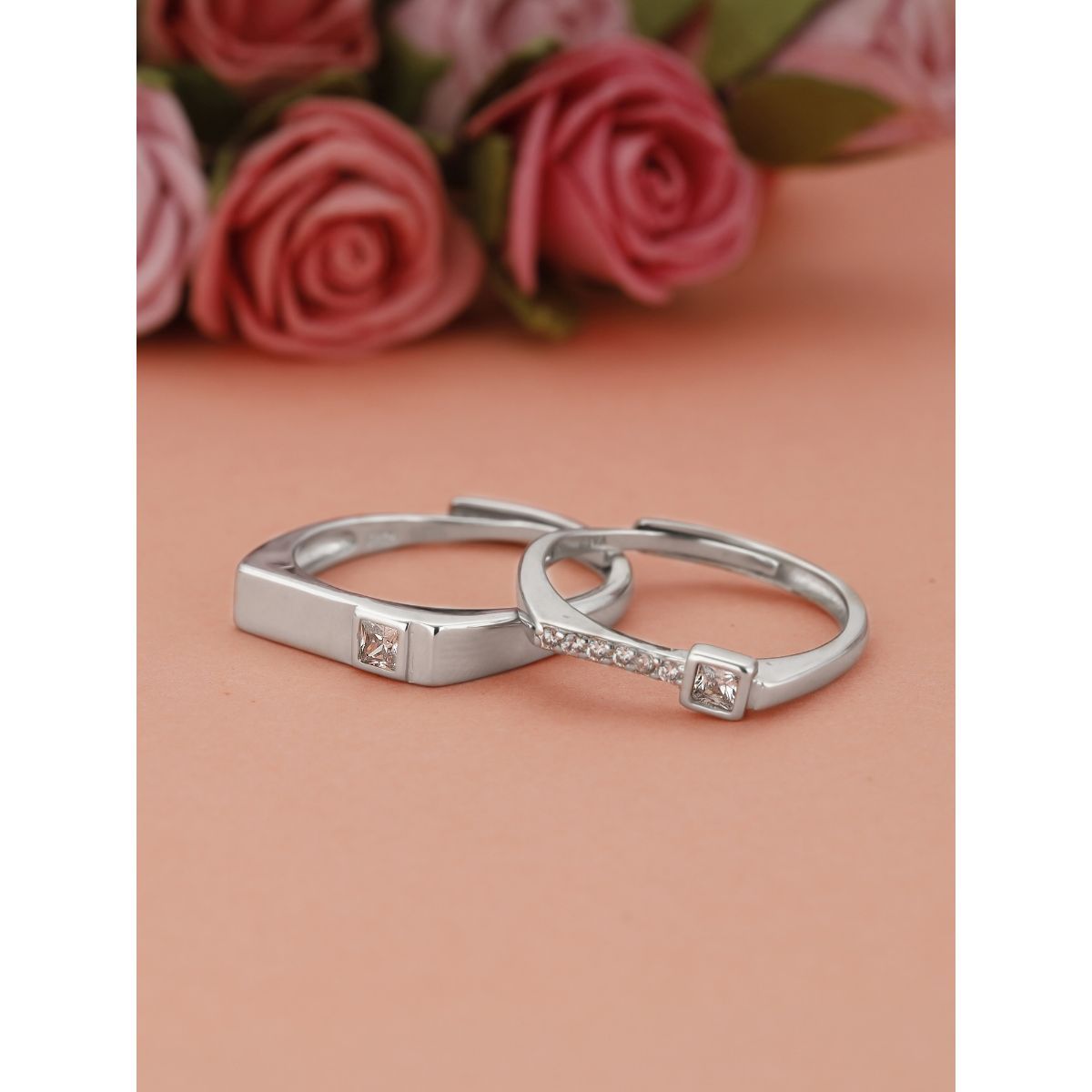 Buy GIVA Sterling Silver Zircon Love Language Rings For Couple (Pack of ...