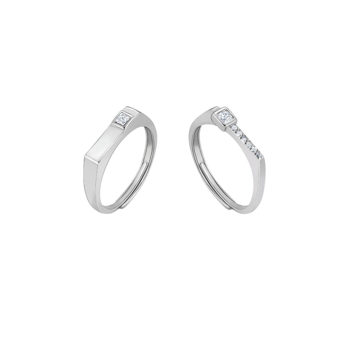 Buy GIVA Sterling Silver Zircon Love Language Rings For Couple (Pack of ...