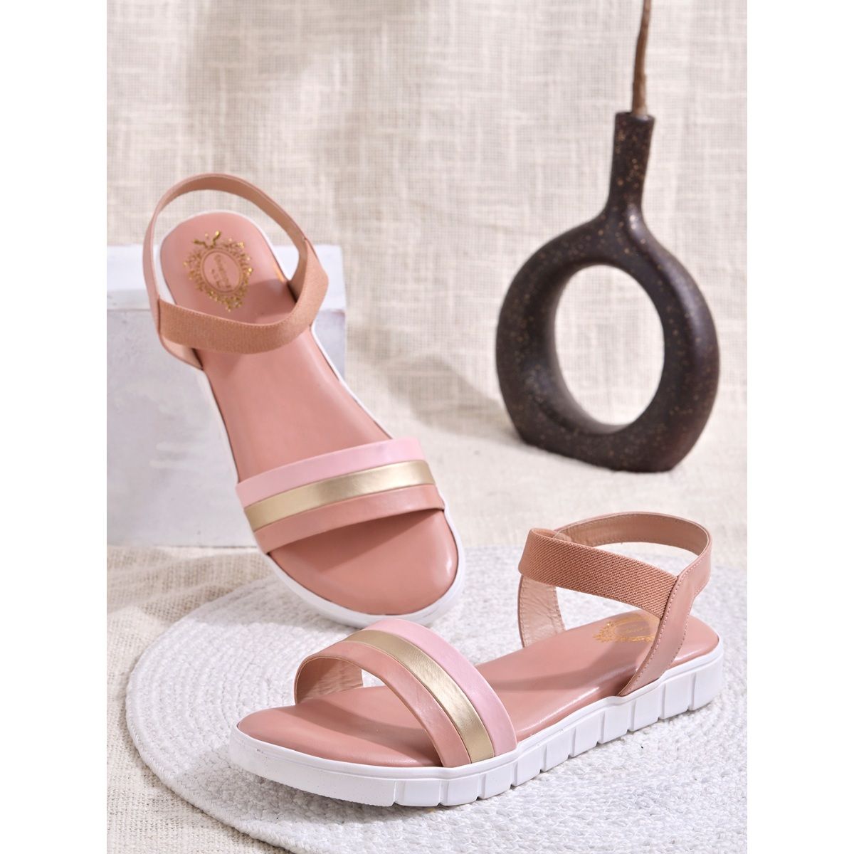 Buy Shoetopia Solid Smart Casual Pink Flatform Sandals For Women ...