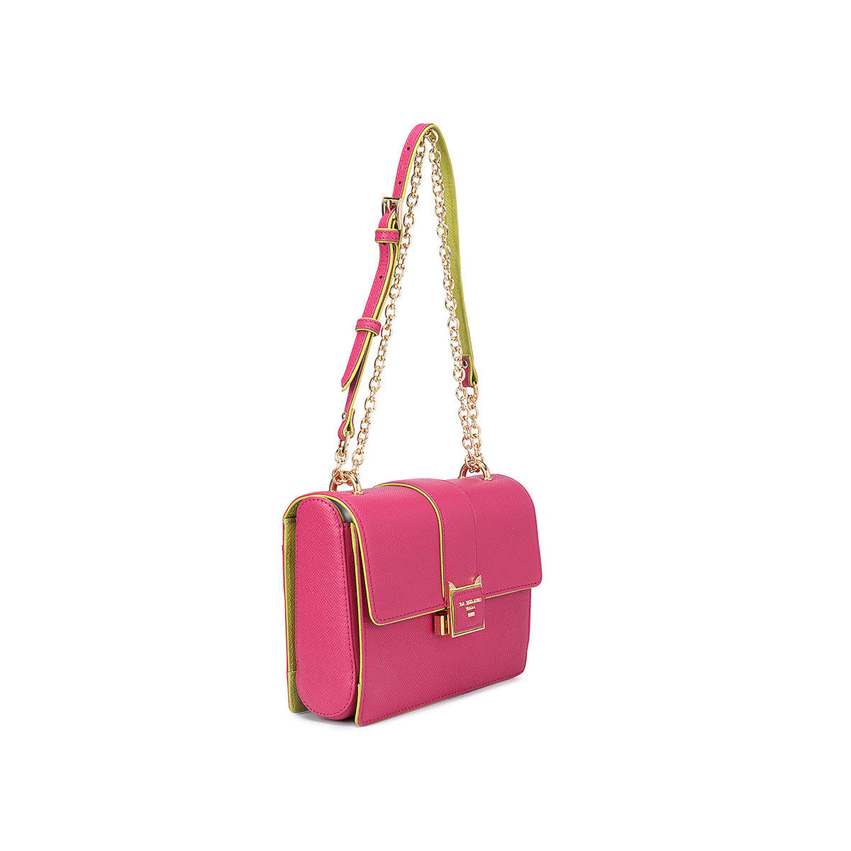 Buy Da Milano Hot Pink Leather Sling Bag Online