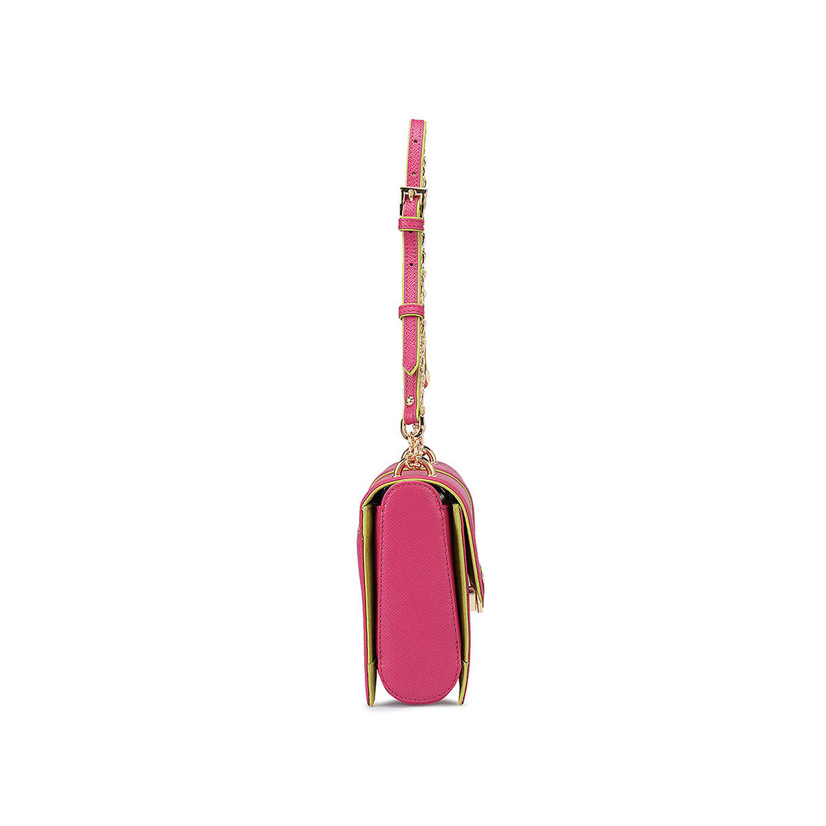 Buy Da Milano Hot Pink Leather Sling Bag Online