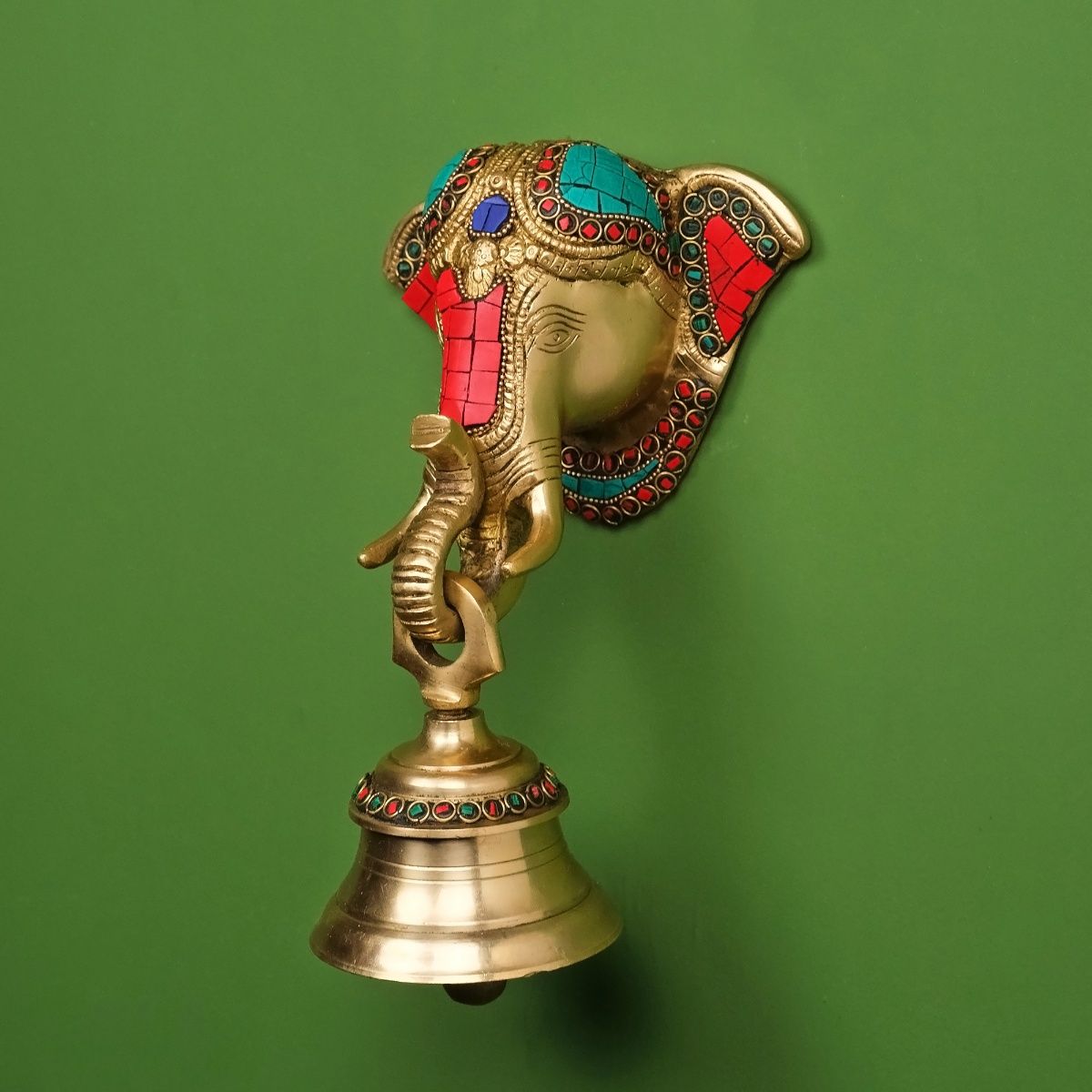 Buy Ekaa Handicrafts Brass Elephant Bell Hanging with Stonework Online