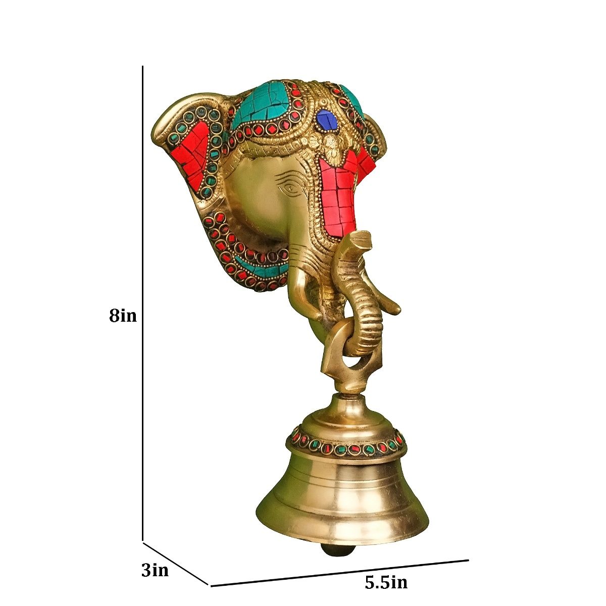 Buy Ekaa Handicrafts Brass Elephant Bell Hanging with Stonework Online