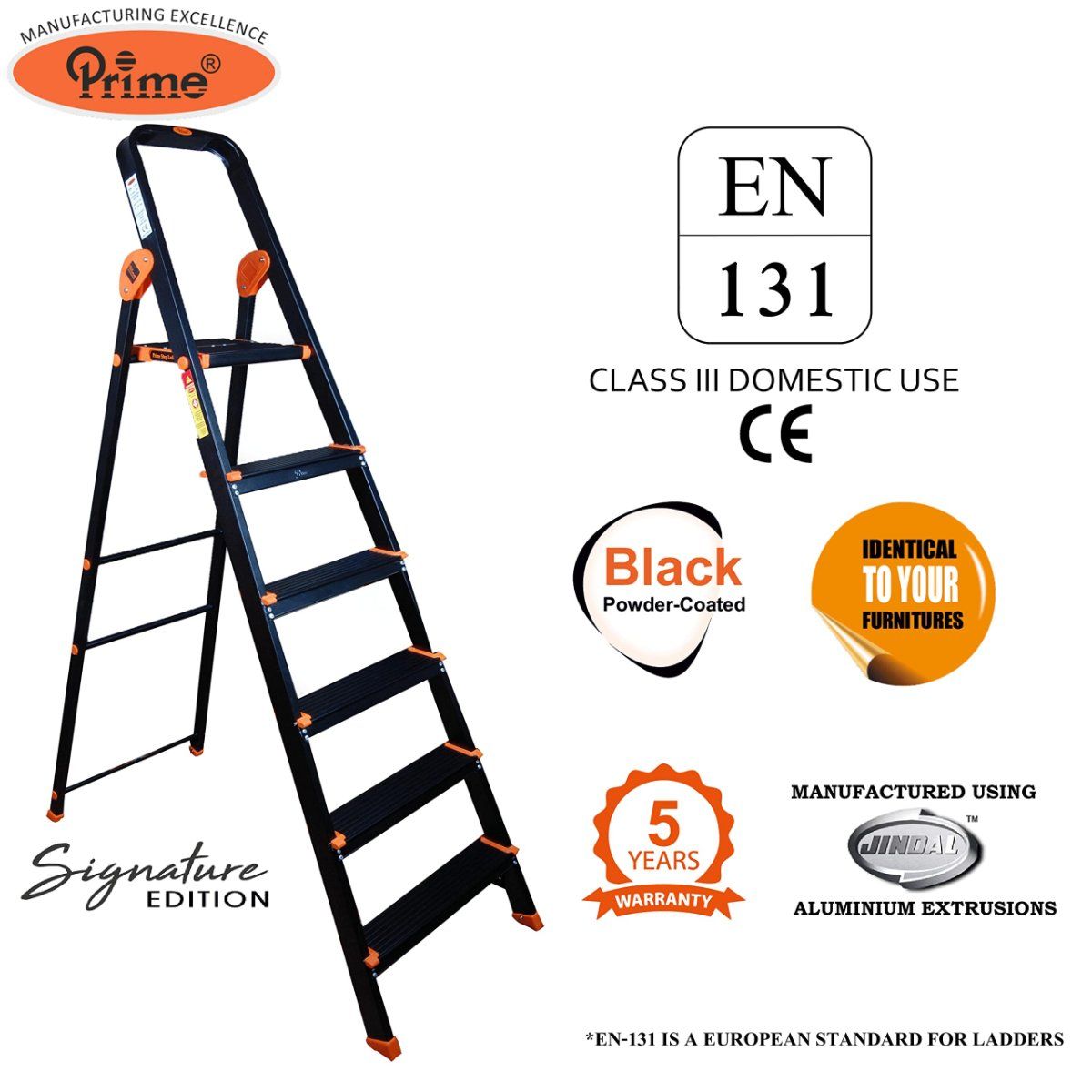 Buy Prime Signature Edition Black-Coated 6steps(5+1) Aluminium Ladder ...
