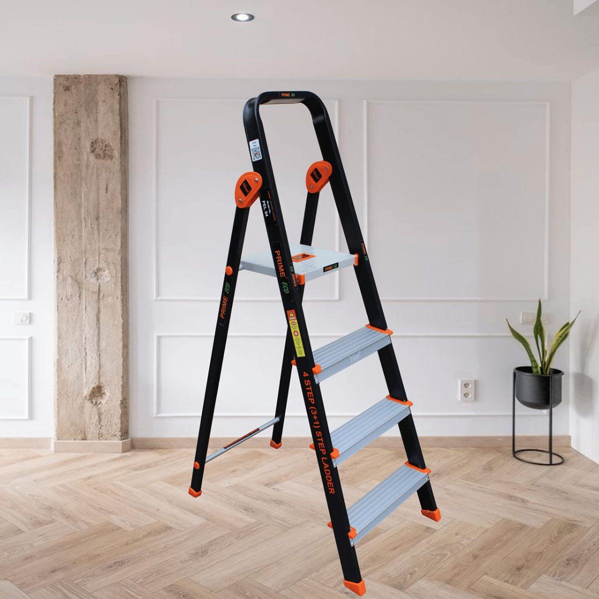 Buy Prime Eco 4Steps(3+1) Foldable Aluminium Ladder Serrated Steps and ...