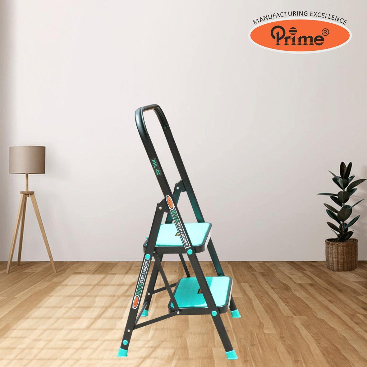 Buy Prime Hulk 2-Steps Heavy-Duty Foldable Steel Step Ladder with Large ...