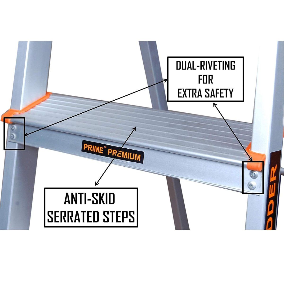 Buy Prime Premium 6Steps(5+1) Foldable Aluminium Ladder Serrated Steps ...