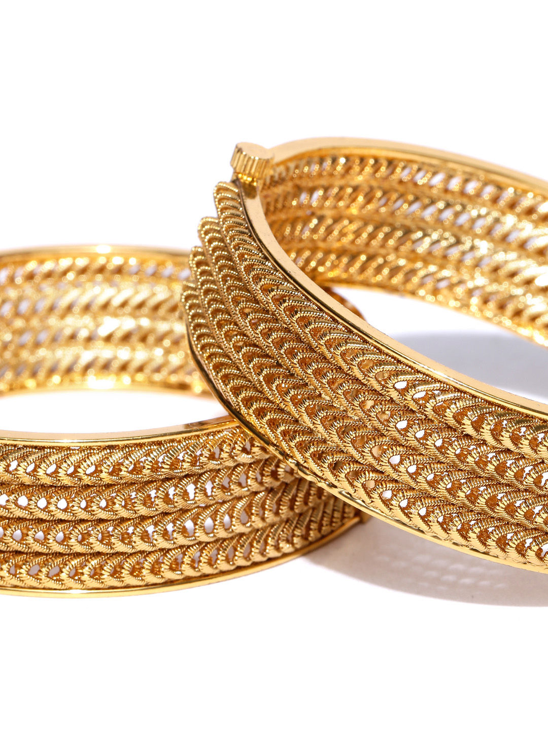Priyaasi Set Of 2 Gold-Plated Textured Bangles: Buy Priyaasi Set Of 2 ...